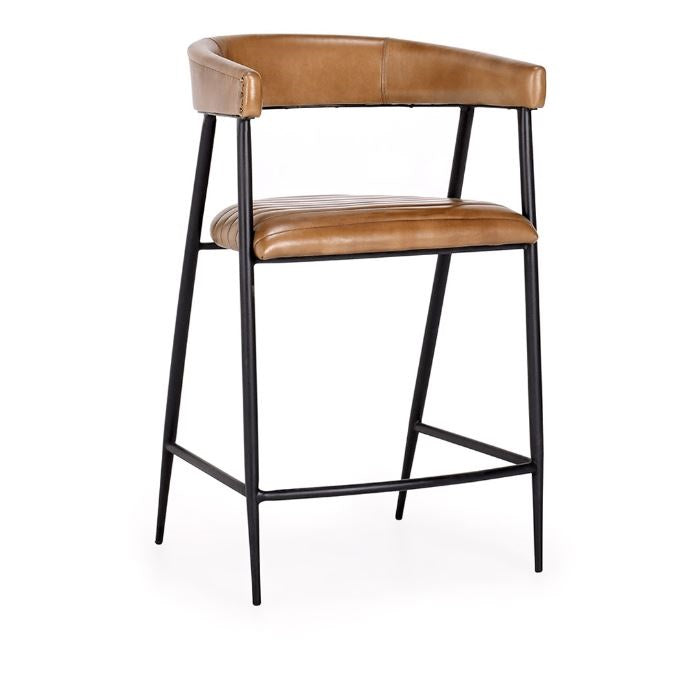 Iron and Leather Barrel Counter Stool – Cokas Diko Home