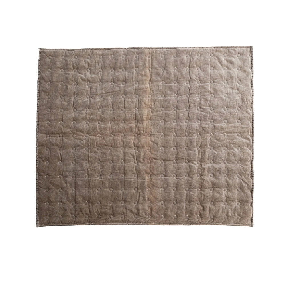 Cotton Velvet Quilted Throw - Taupe – Cokas Diko Home