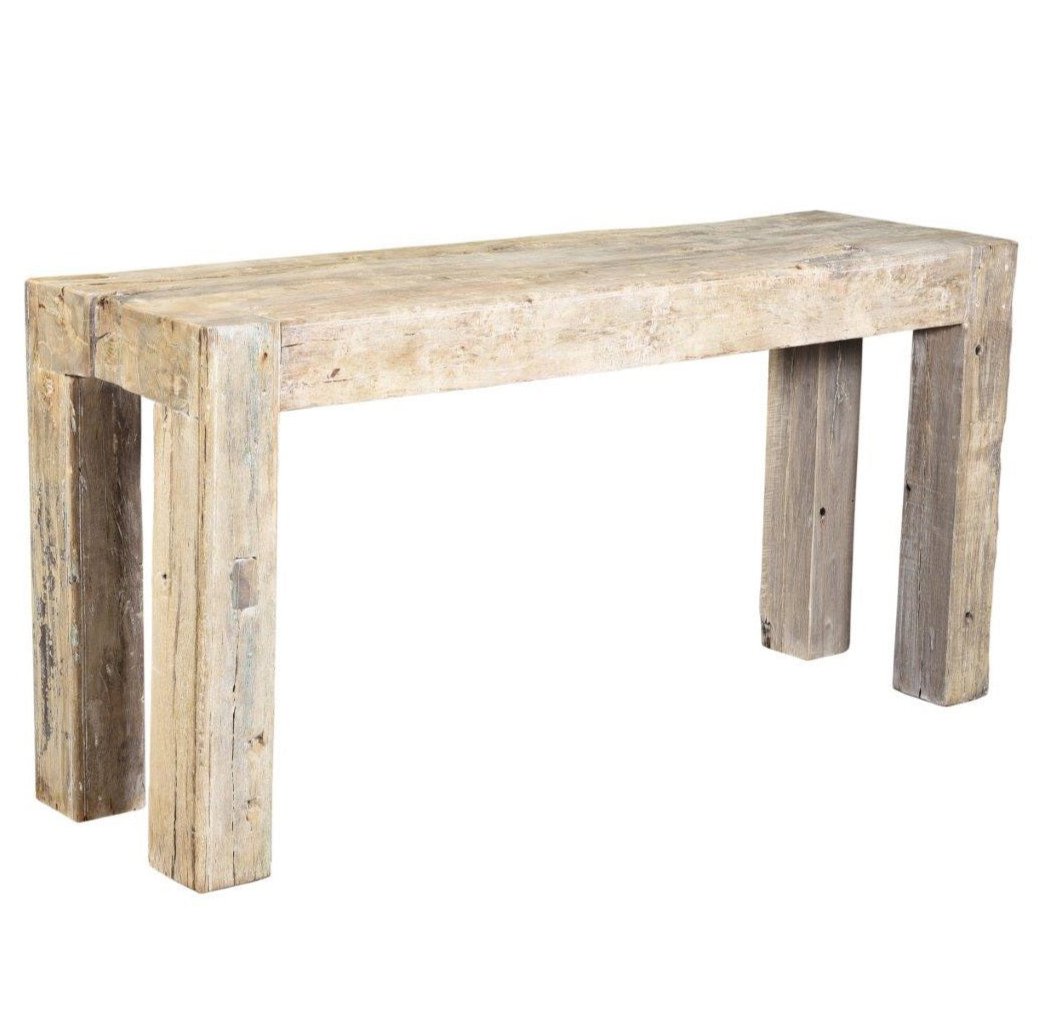 Bleached Wood Block Console Table 68" – Cokas Diko Home